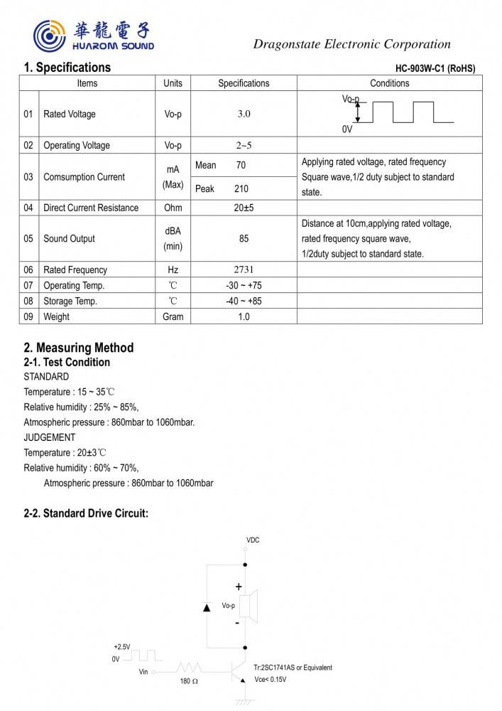 HC-903W-C1 specification page 2