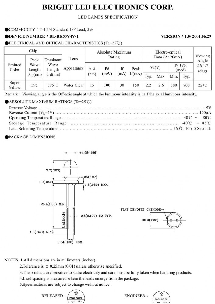 BL-BK53V4V-1 product documentation, page 1