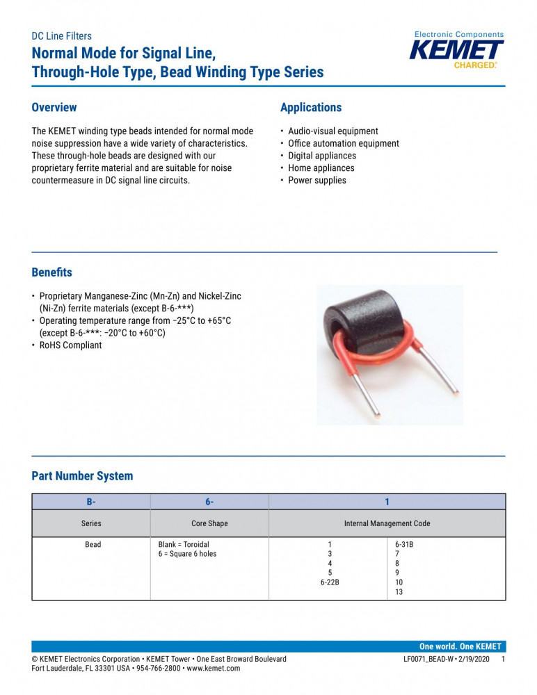 KEMET B-5 technical document page 1