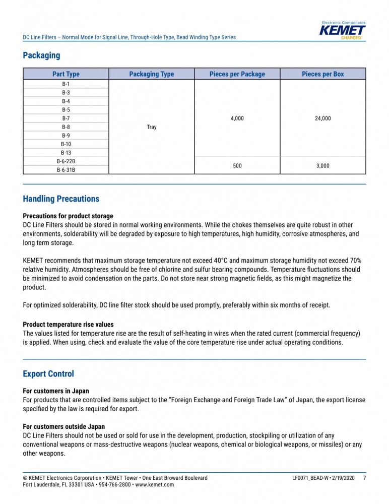 KEMET B-5 technical document page 7