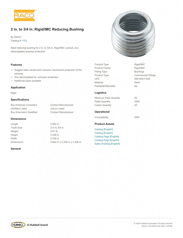 Product documentation preview for catalog number 1153