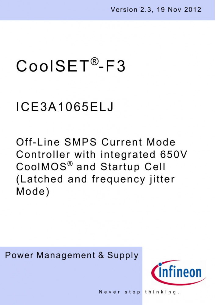 ICE3A1065ELJ datasheet page 1