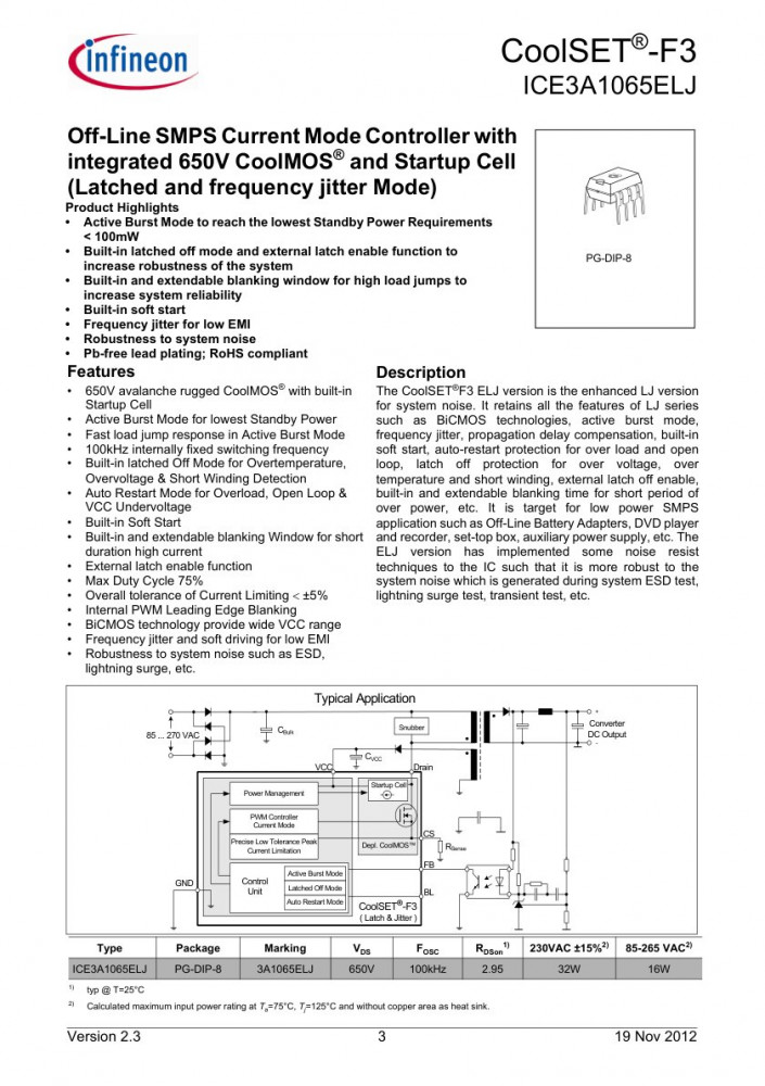ICE3A1065ELJ datasheet page 3
