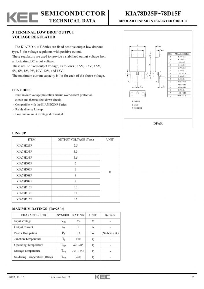 KIA78D09F-RTF/P datasheet page 1
