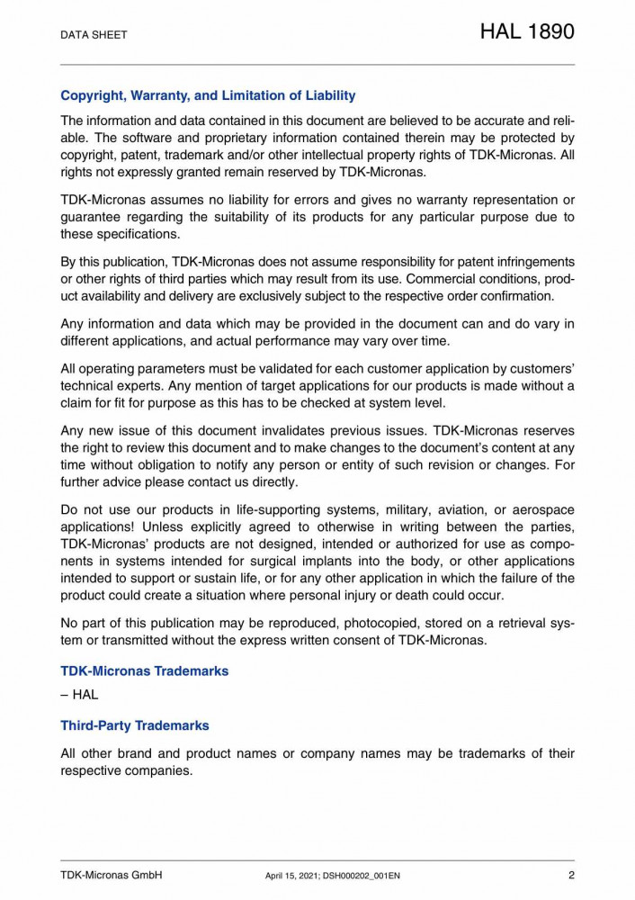 HAL 1890 technical document page 2