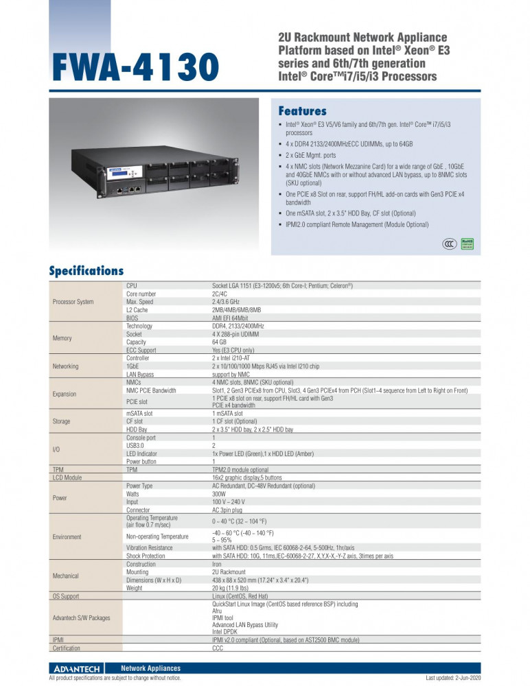 FWA-4130 technical document page 1