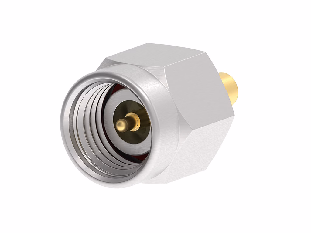 Precision Test Connector, 2.92mm PCB Jack Receptacle, 2-Hole Flange Mount, Solderless Compression Contact, with Slot for Microstrip, without Screws, 50 Ohms