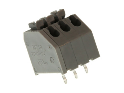 3.50mm Pitch, Eurostyle Fixed-Mount Push-Button Terminal Block, 45° Modular, 5A, 20-16 AWG, Light Gray, 3 Circuits for sale