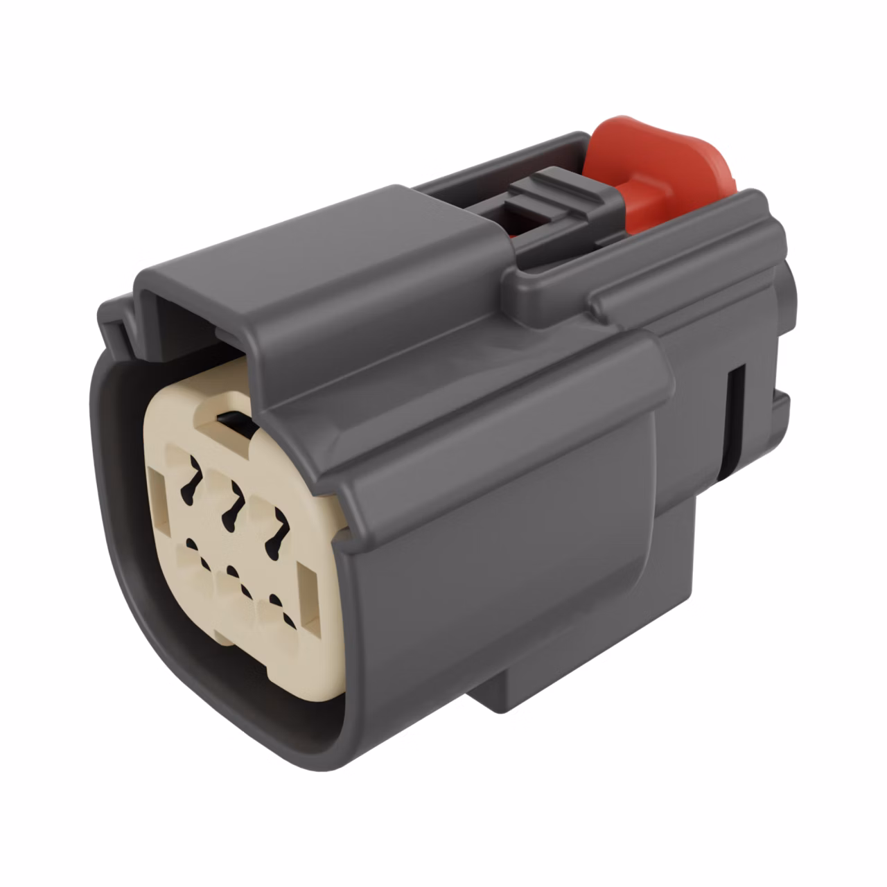 MX150 Mat-Sealed Female Connector Assembly, Dual Row, 6 Circuits, Keying Option C, with Connector Position Assurance, with Clipslot, Dark Gray for sale