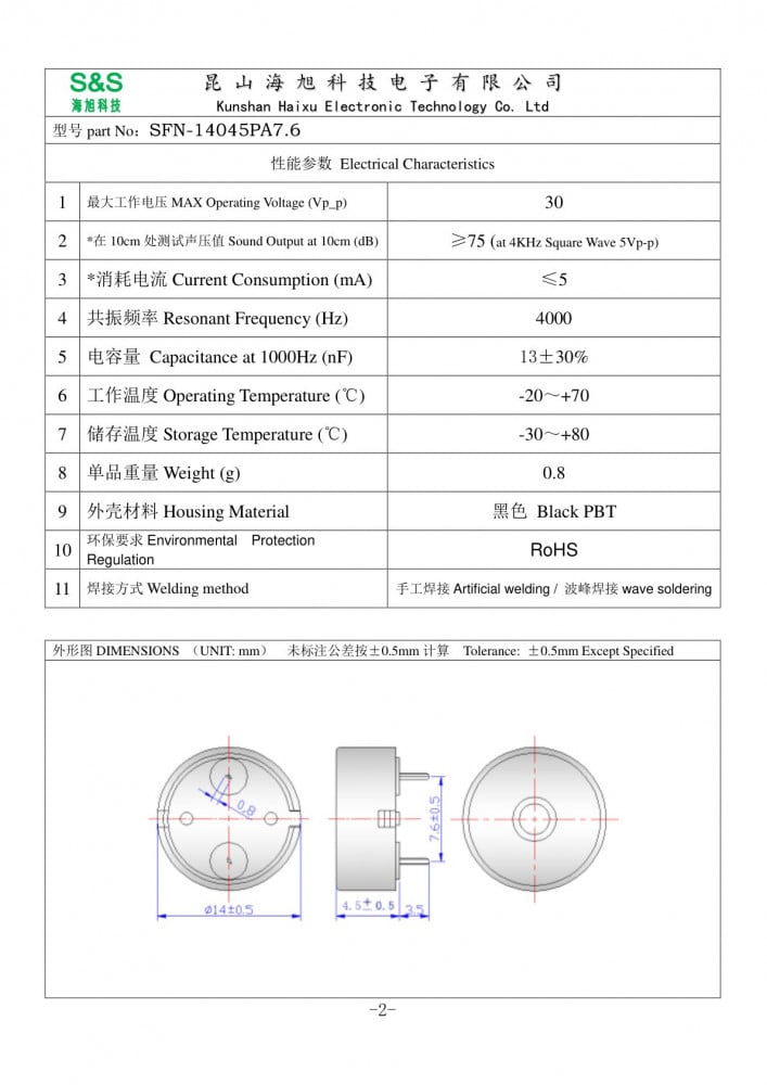 SFN-14045PA7.6 approval document page 2