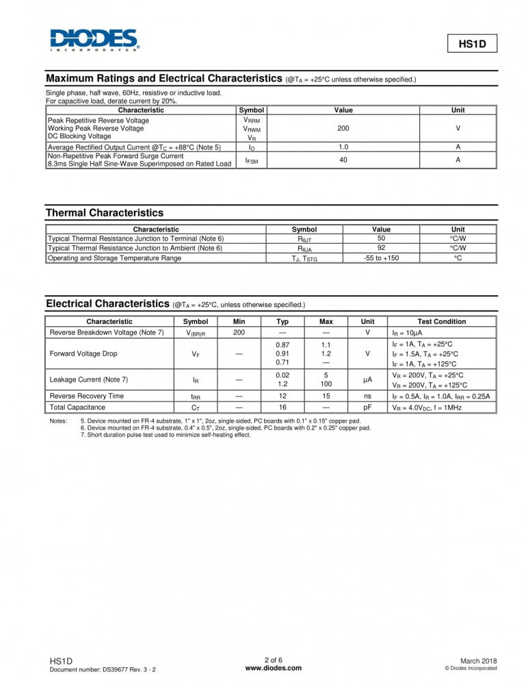 HS1D-13 datasheet page 2