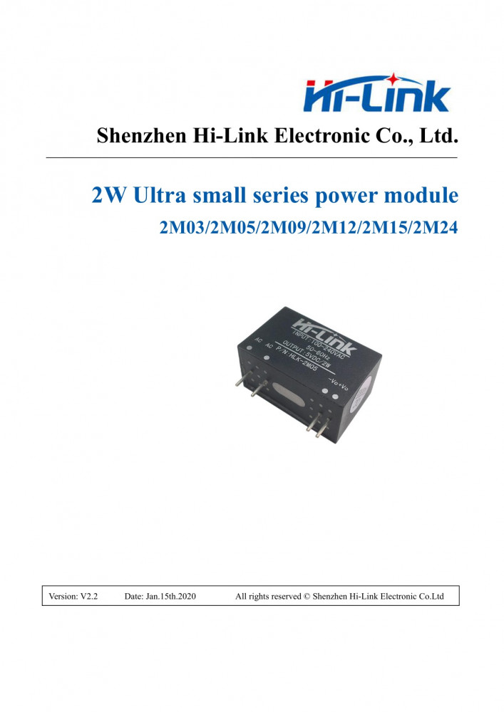 HLK-2M12 datasheet page 1