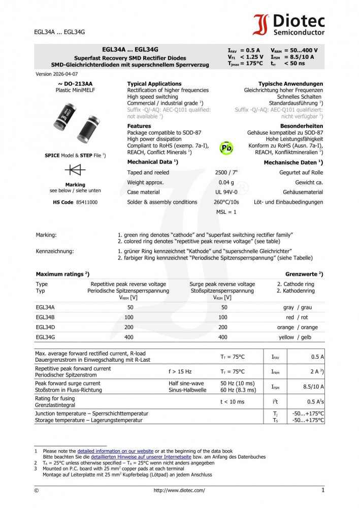 DIOTEC EGL34A technical document page 1