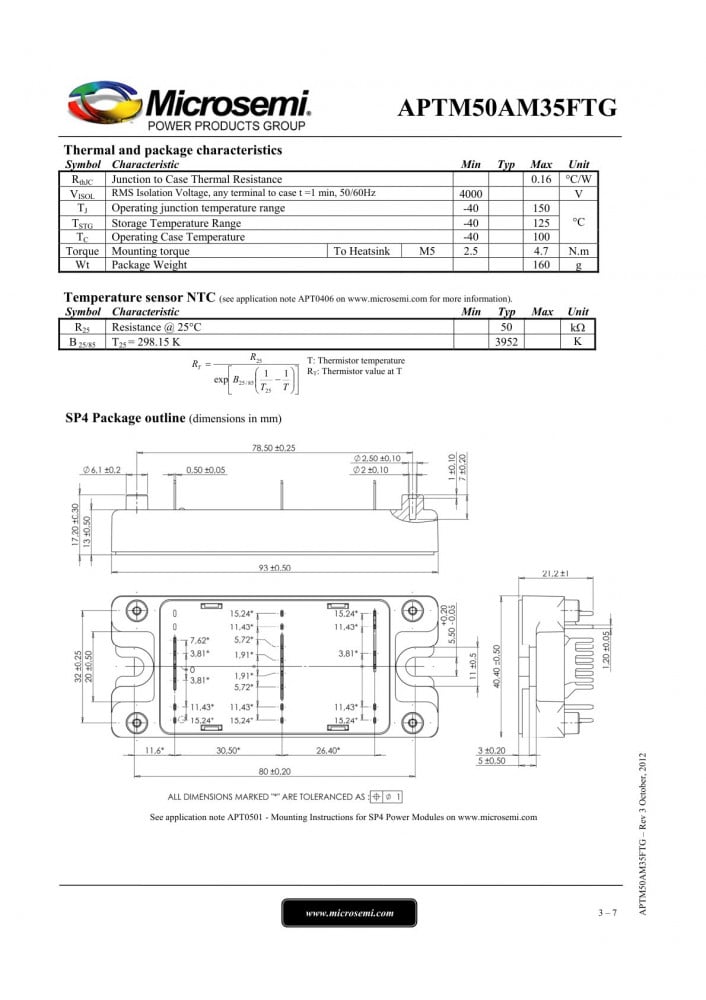APTM50AM35FTG datasheet page 3