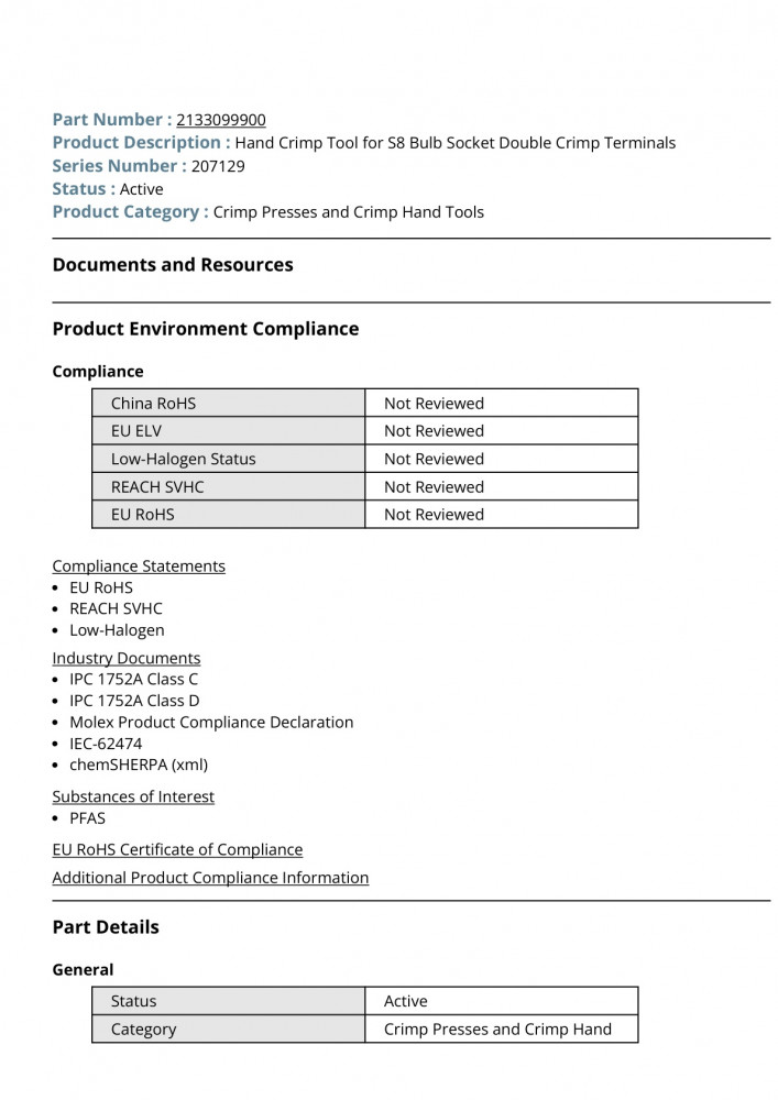 Tooling document preview, page 1