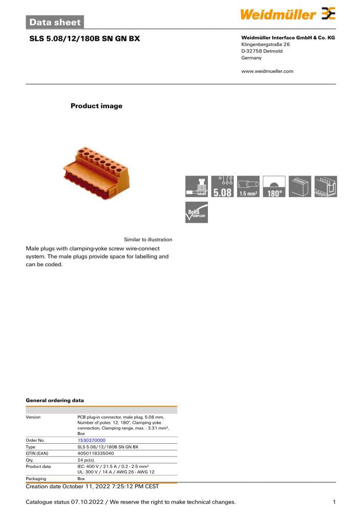 WEIDMULLER 1530370000 document page 1