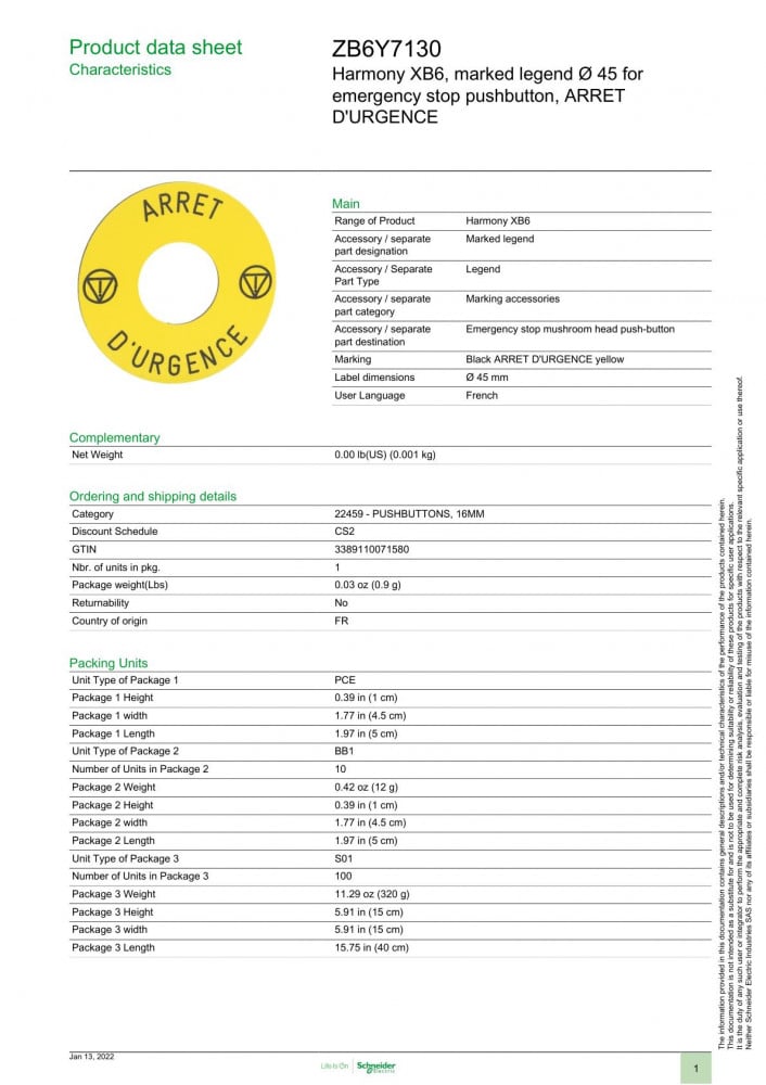 ZB6Y7130 technical document page 1