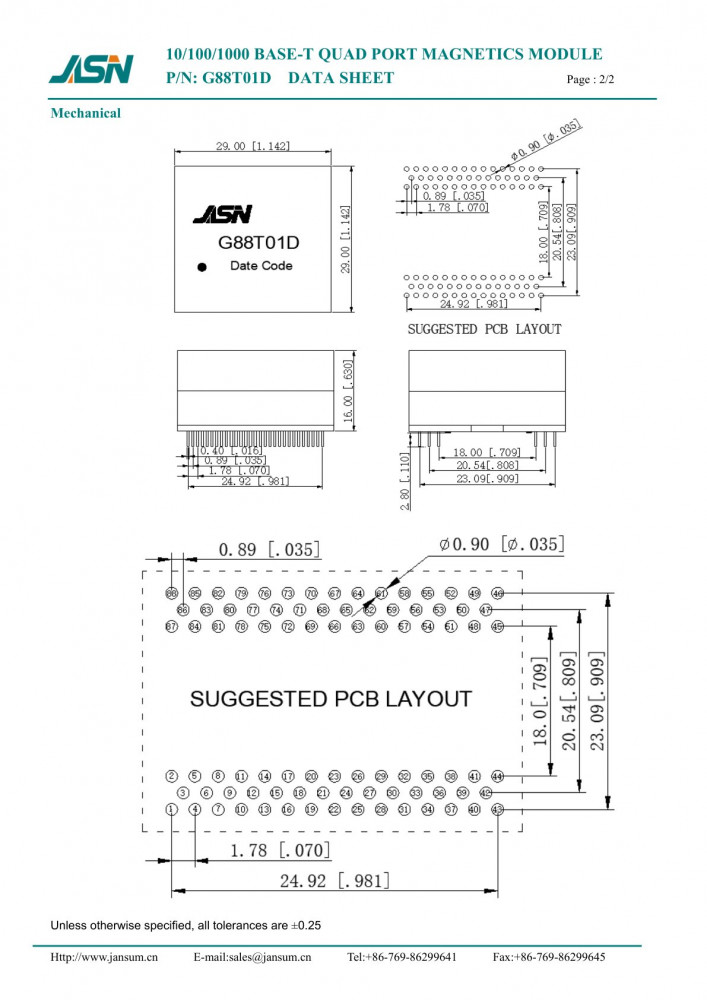 JASN G88T01D mechanical drawing