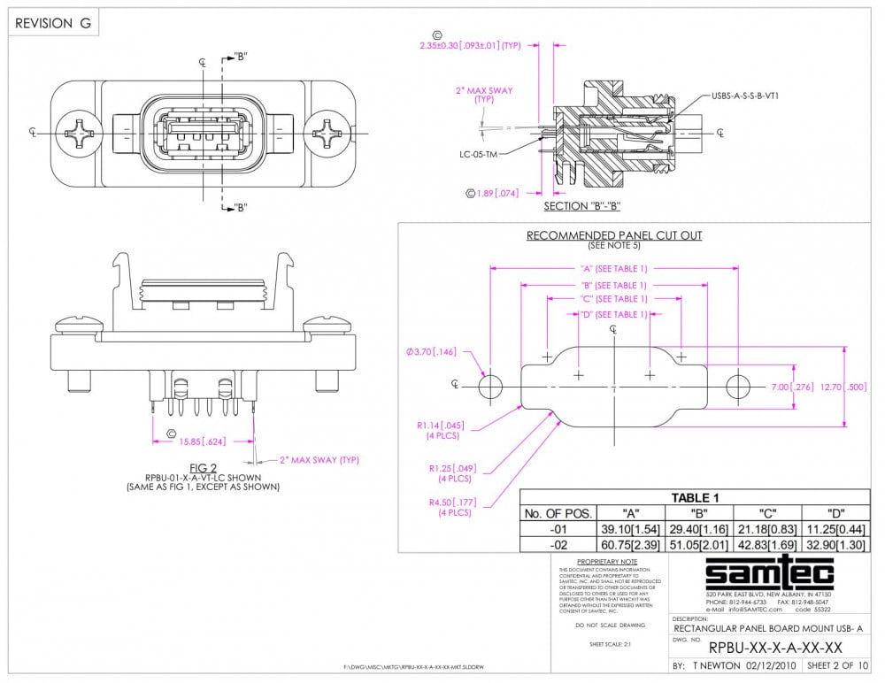 Samtec RPBU drawing sheet 2