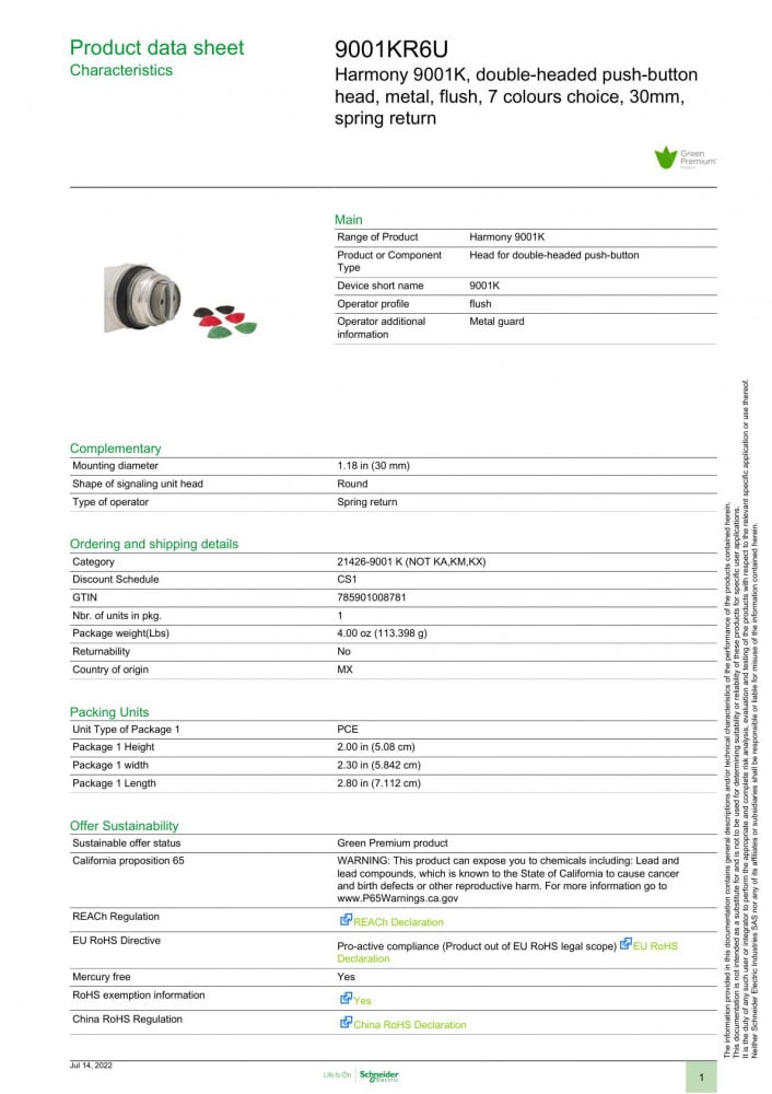 9001KR6U technical document page 1