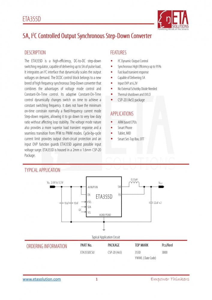 ETA355DCSU datasheet page 1