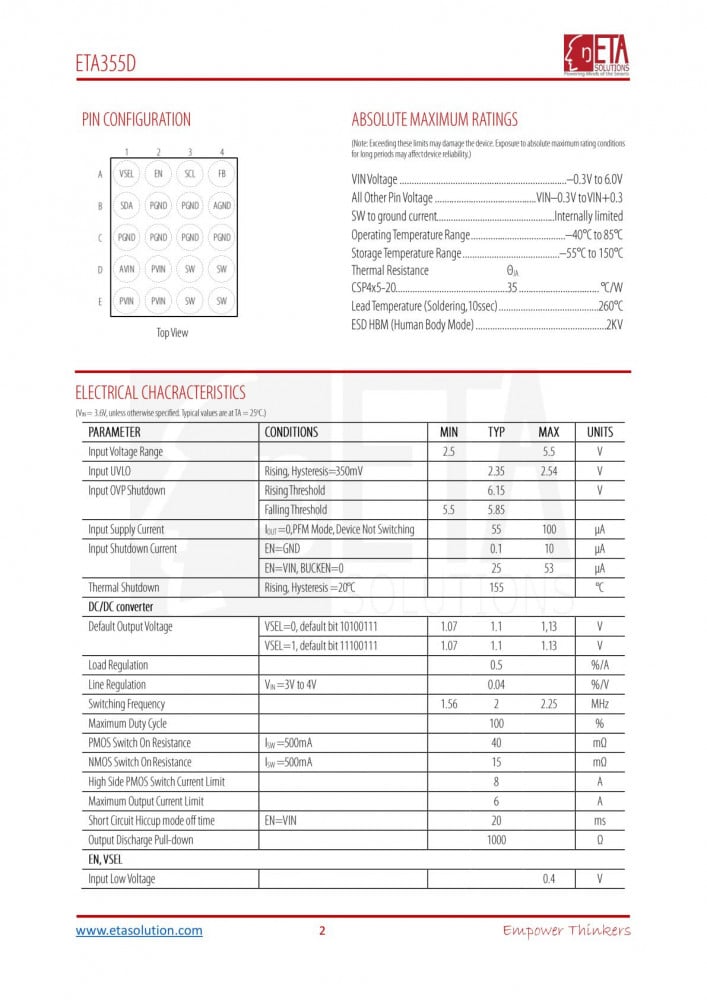 ETA355DCSU datasheet page 2