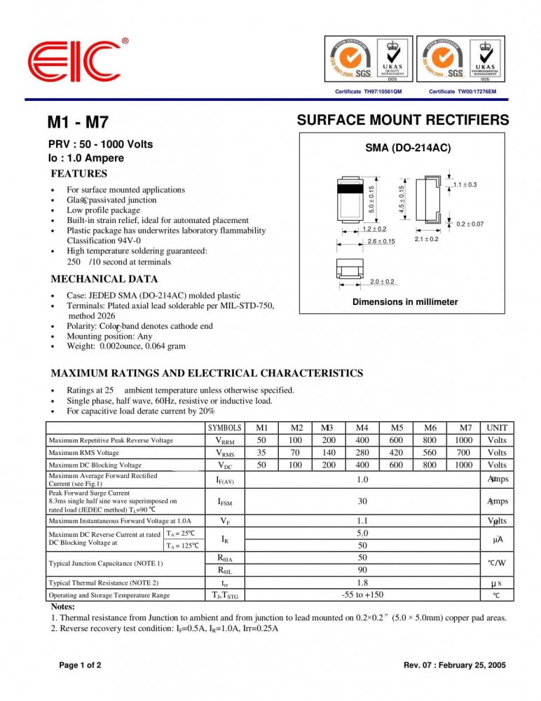 EIC M7 datasheet page 1