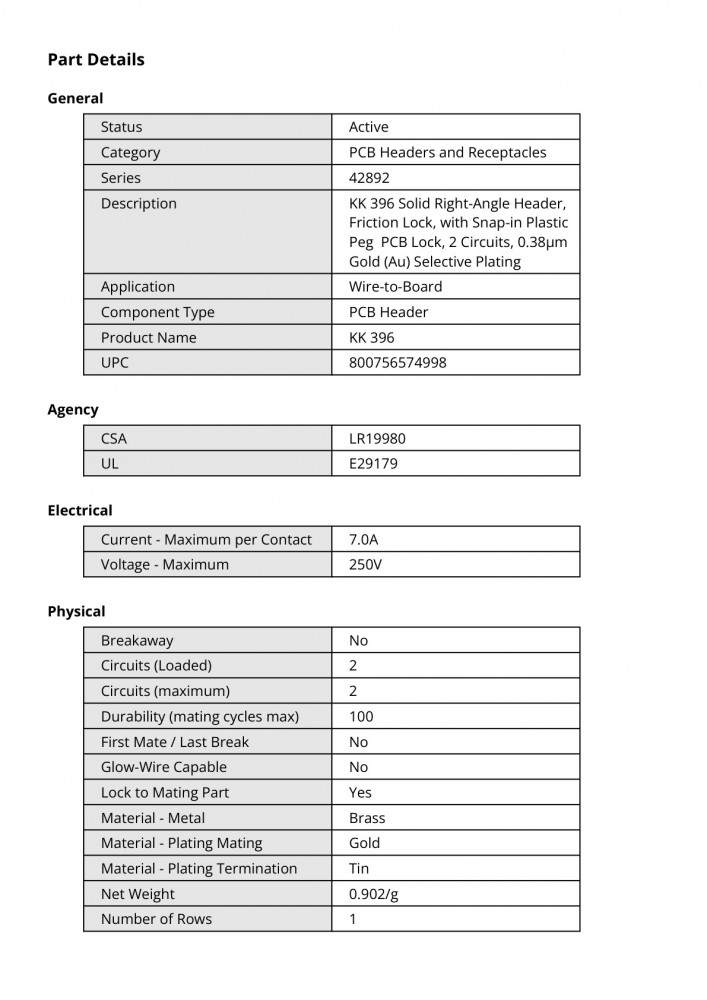 MOLEX 428920080 technical document page 2