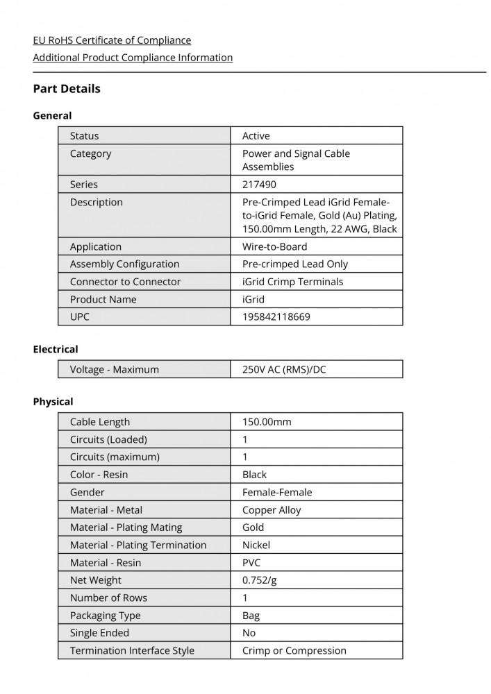 MOLEX 2174901222 product drawing, page 2