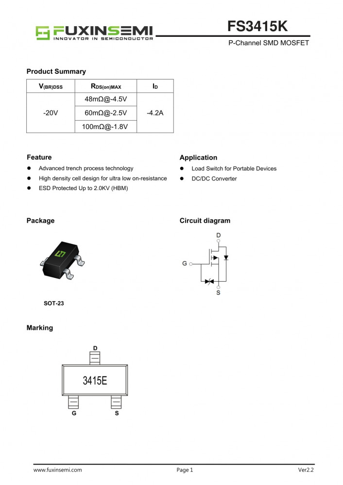 FS3415K product summary and features