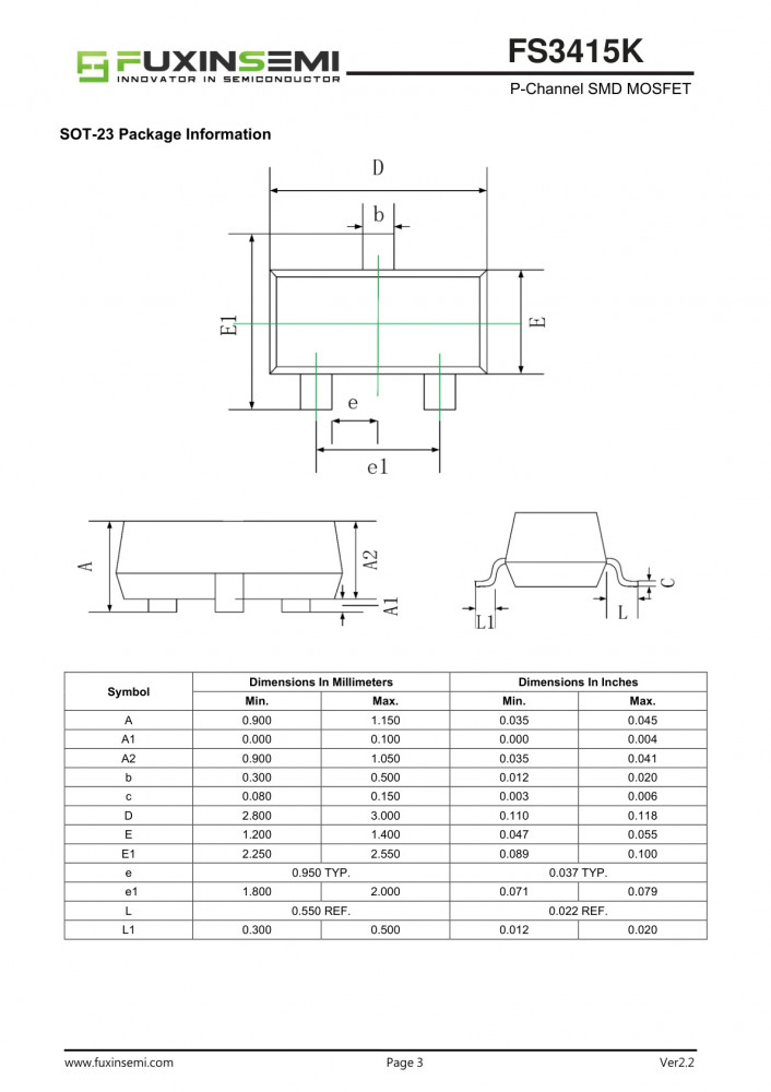 FS3415K SOT-23 package information