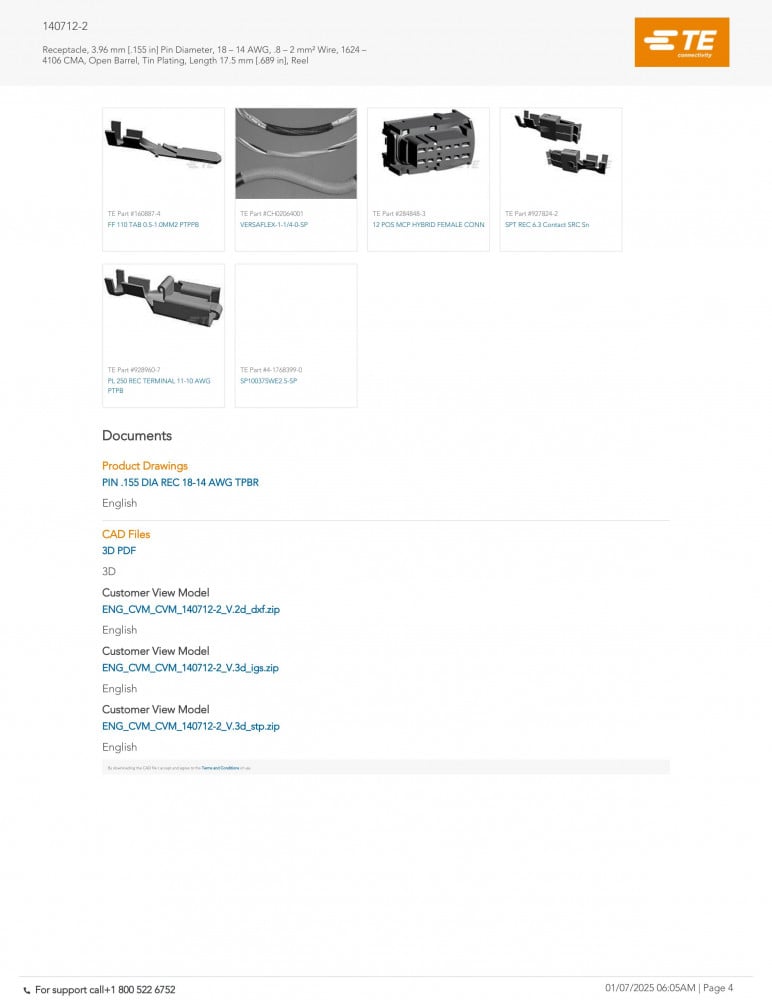 TE Connectivity 140712-2 technical document page 4