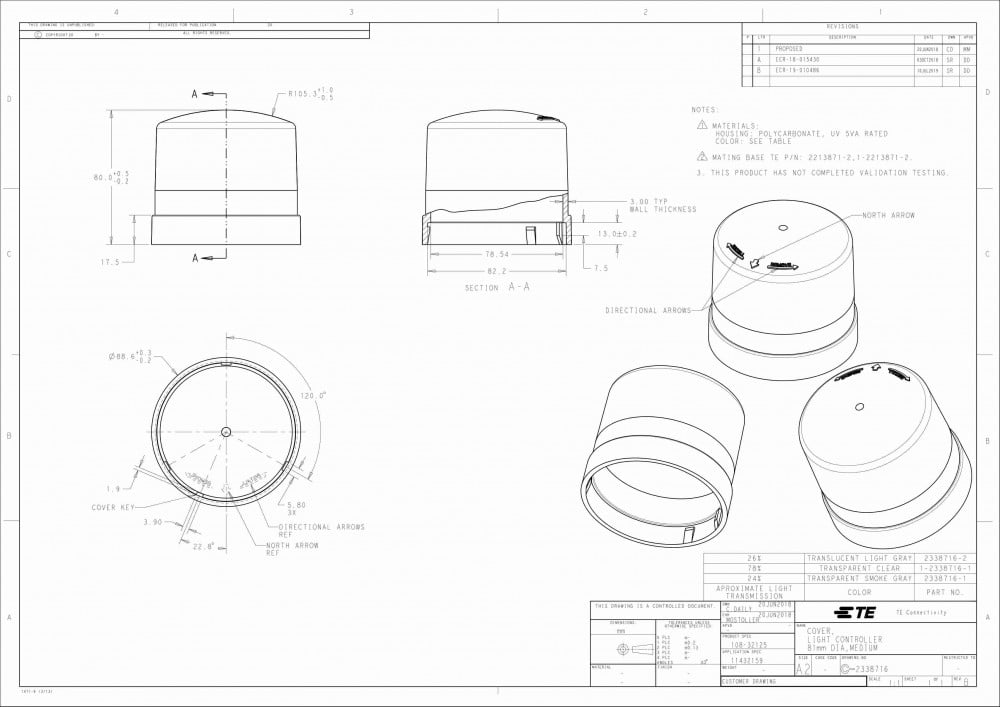 TE Connectivity 2338716-2 controlled drawing preview