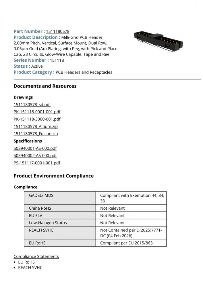 MOLEX product specification page 1