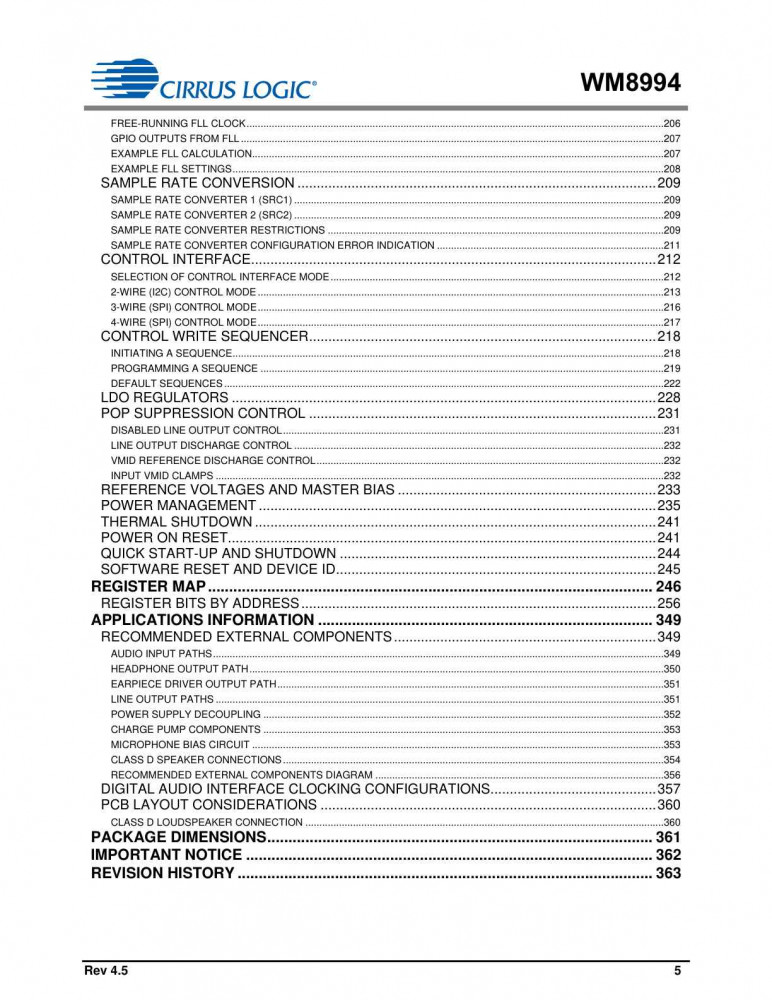 WM8994ECS/R datasheet page 5