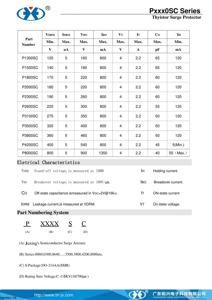 JUXING P3500SC datasheet page 2