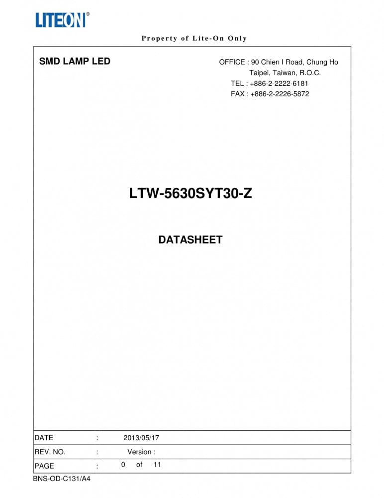 LTW-5630SYT30-Z datasheet page 1