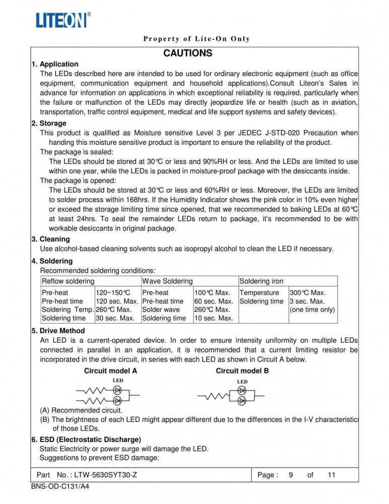 LTW-5630SYT30-Z datasheet page 10