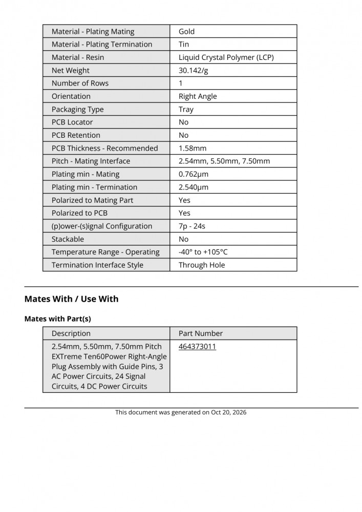 MOLEX 464363011 technical document preview, page 3