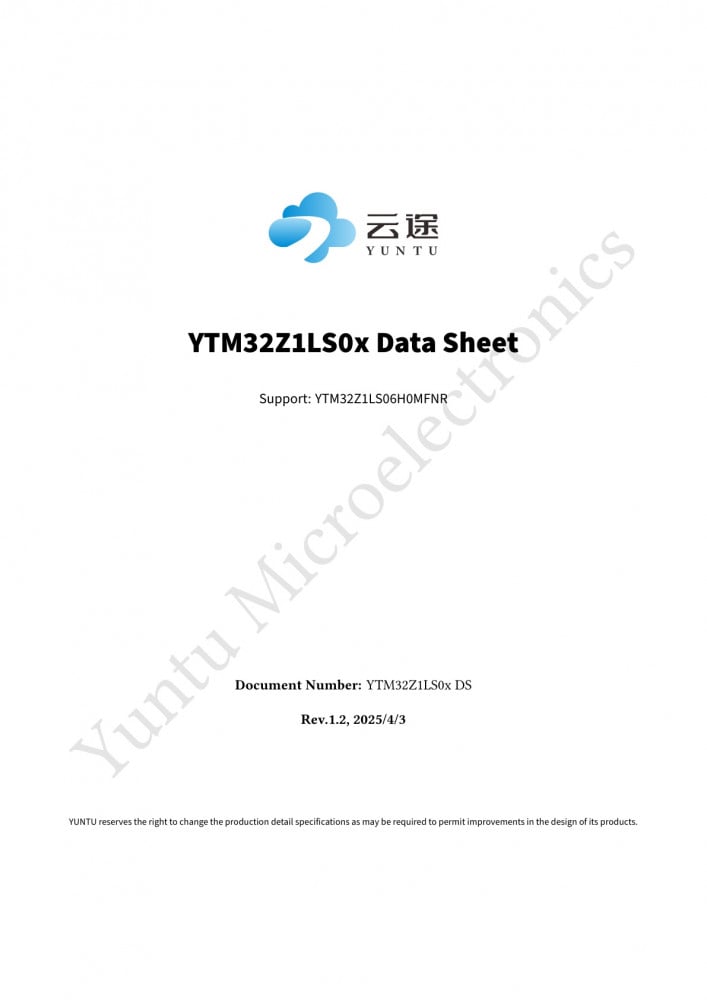 YTM32Z1LS0x datasheet page 1