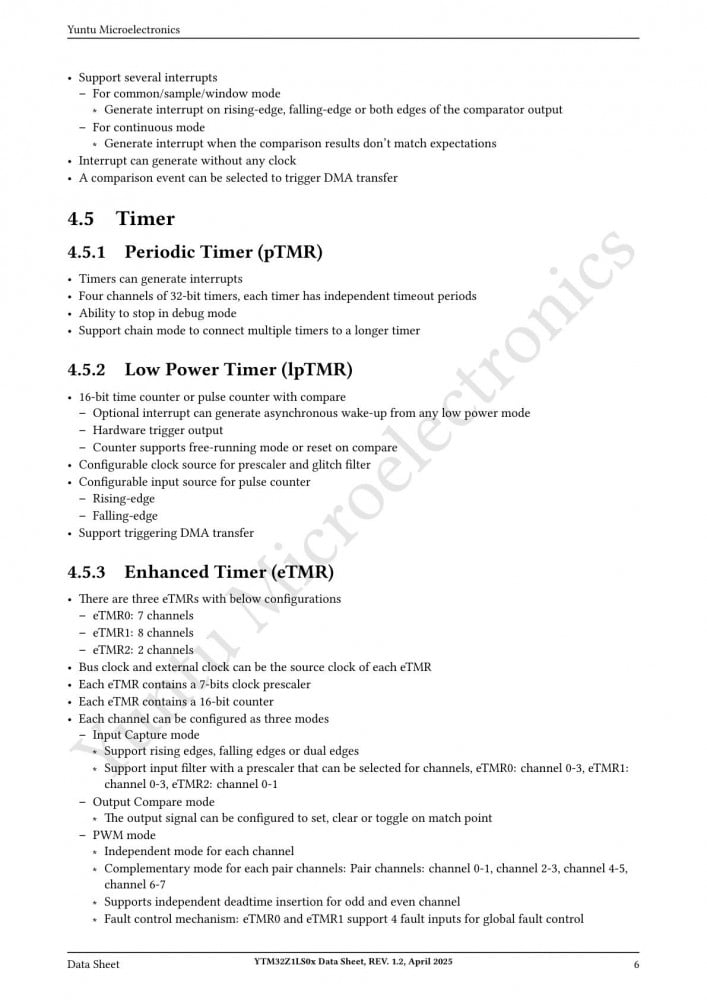 YTM32Z1LS0x datasheet page 10