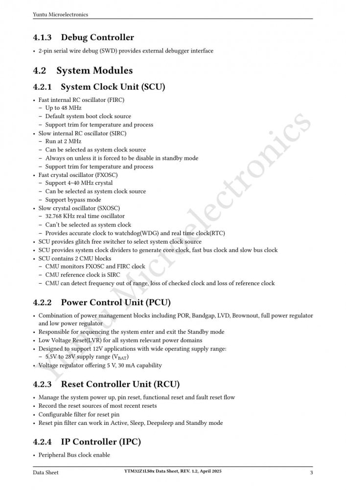 YTM32Z1LS0x datasheet page 7