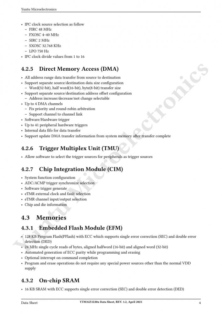 YTM32Z1LS0x datasheet page 8