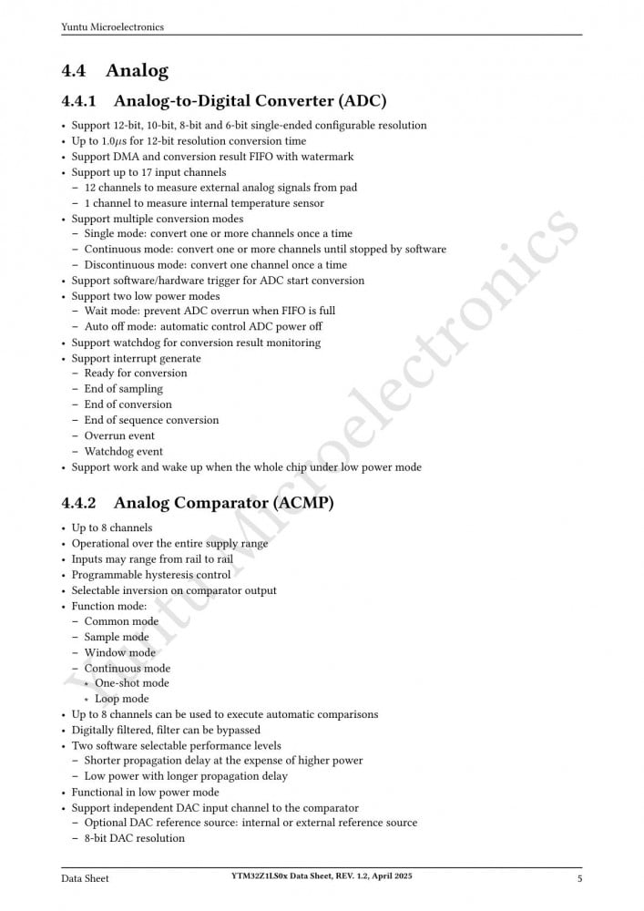 YTM32Z1LS0x datasheet page 9