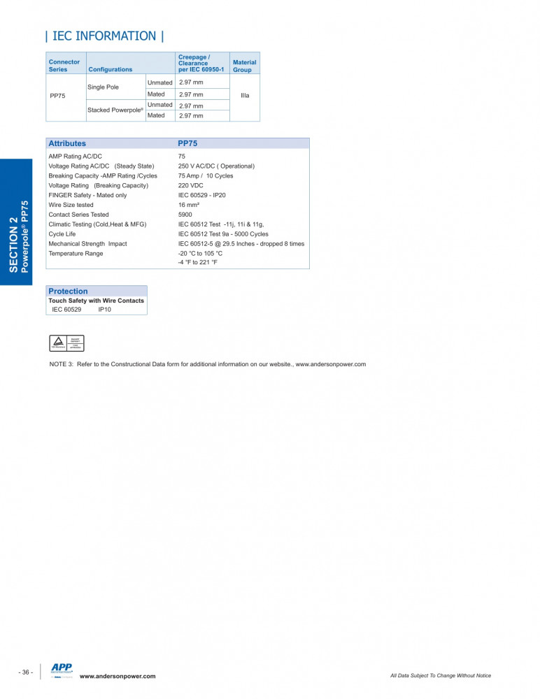 Anderson Power PP75 documentation page 5