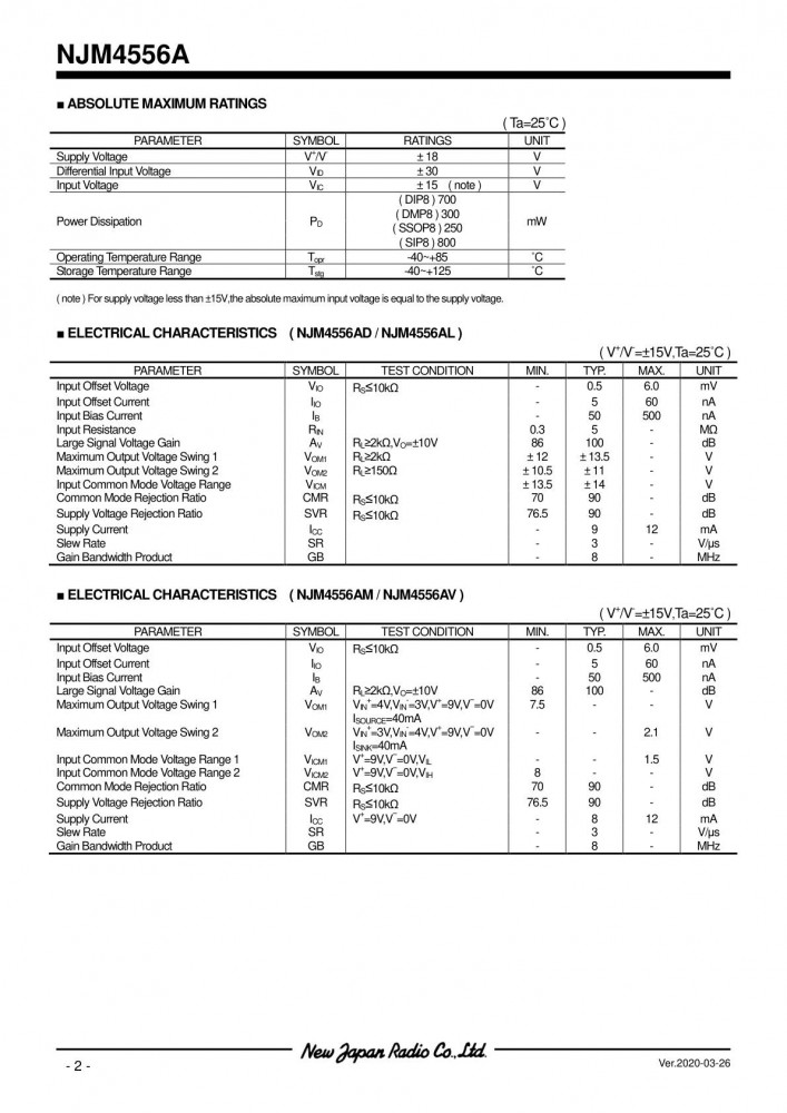 NJM4556A datasheet page 2
