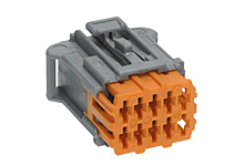 2.54mm Pitch MOX Receptacle Housing, 6 Circuits, Dual Row, Gray