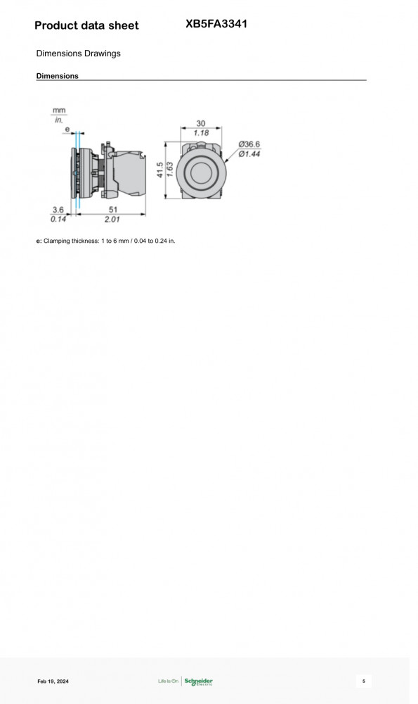 XB5FA3341 technical document page 5