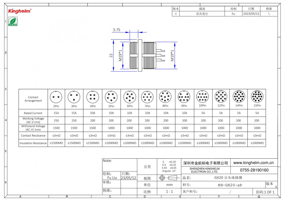 KH-GX20-5P technical drawing page 2