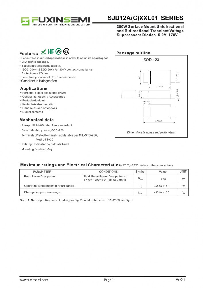 SJD12C05L01 datasheet page 1